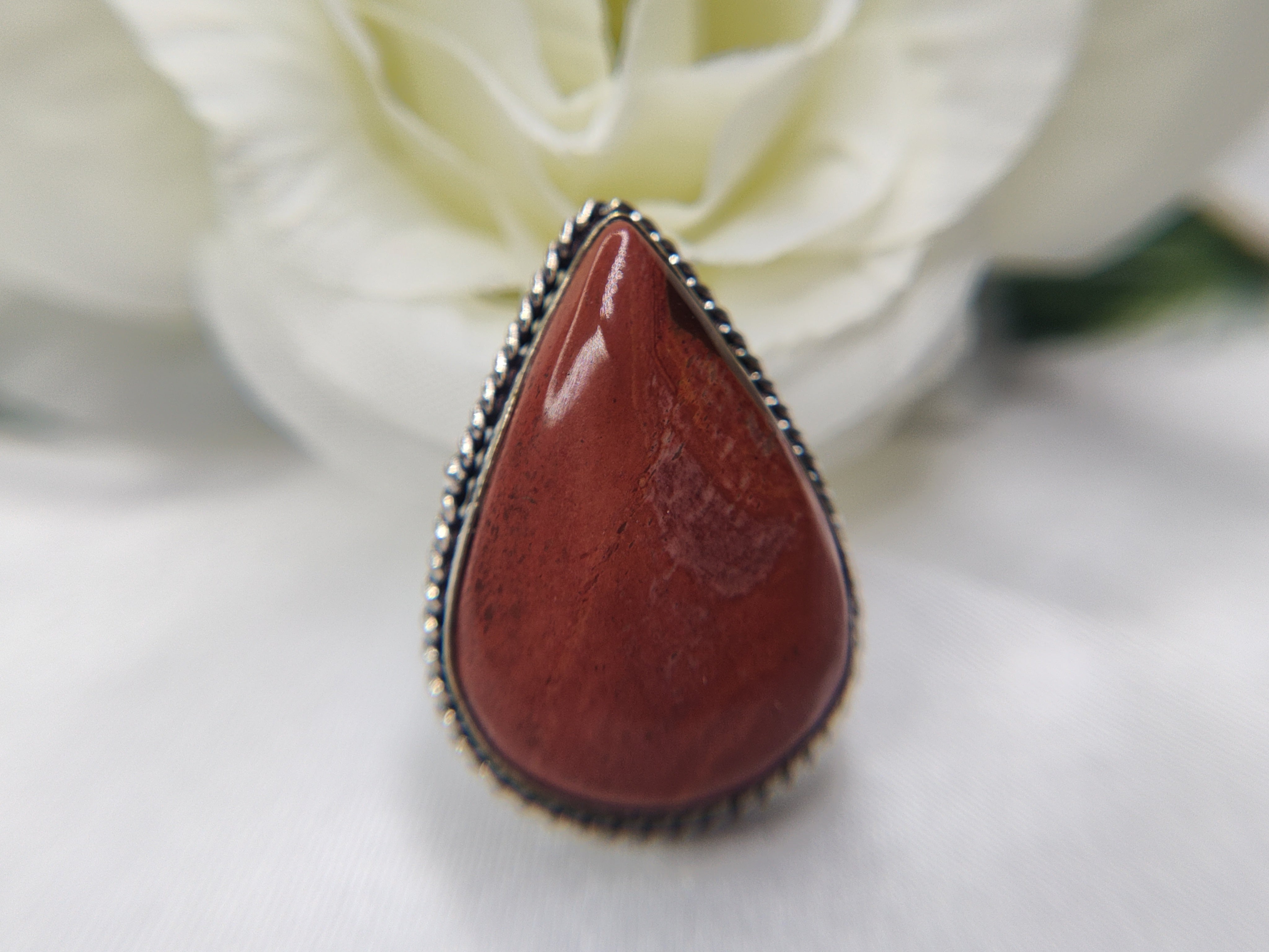 Red Jasper Raindrop Cut in Sterling Silver Setting Ring – Midnight ...